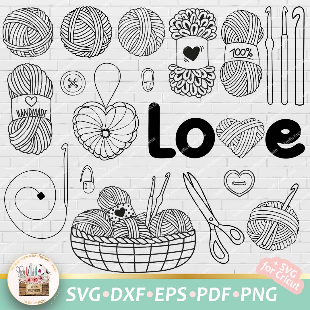 Schnittdatei Häkeln Bundle (Plotterdatei) in SVG, PNG, DXF, PDF & EPS