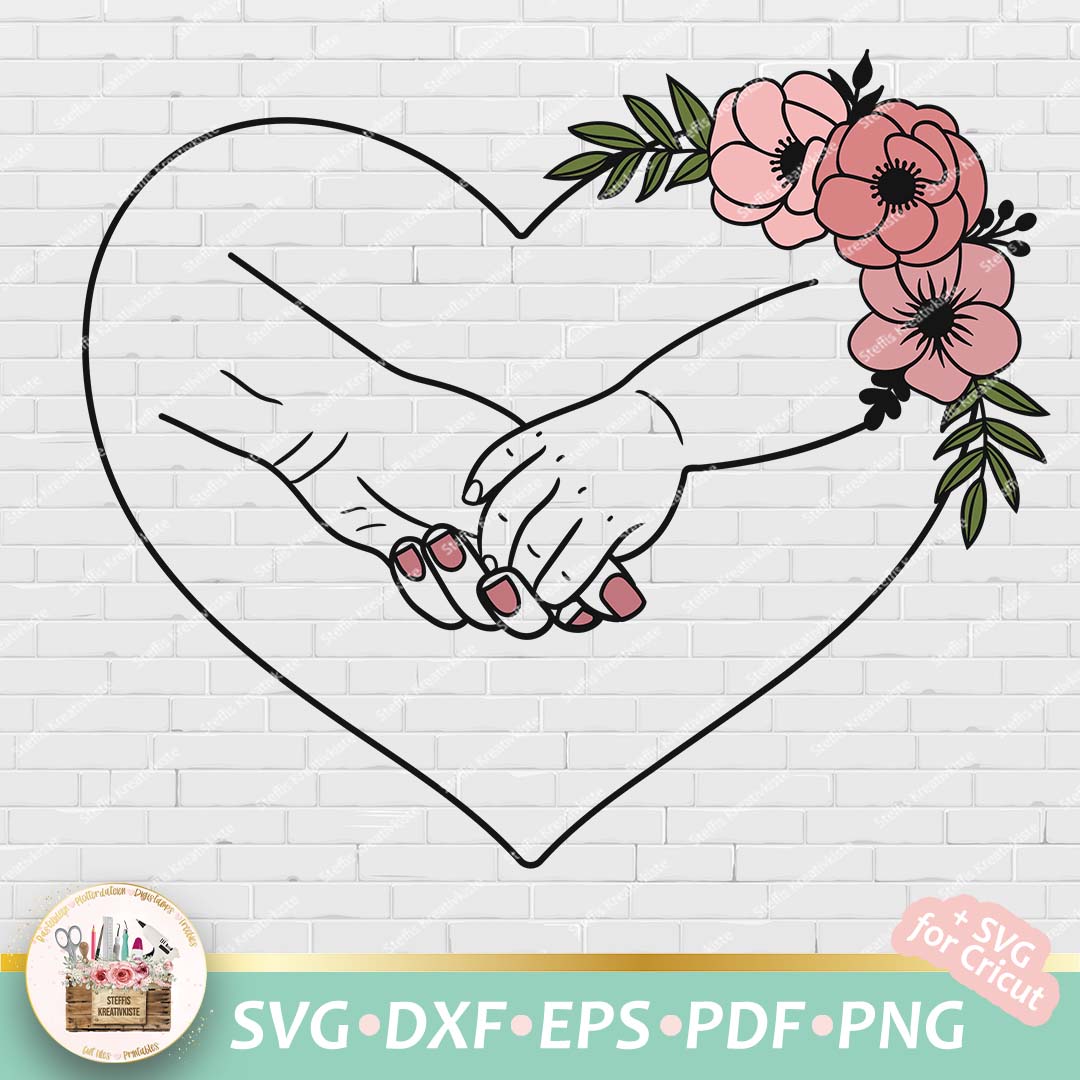 Plotterdatei Hände – Mutter und Kind in Svg, PNG, DXF Plotterdatei Hände – Mutter und Kind in Svg, PNG, DXF