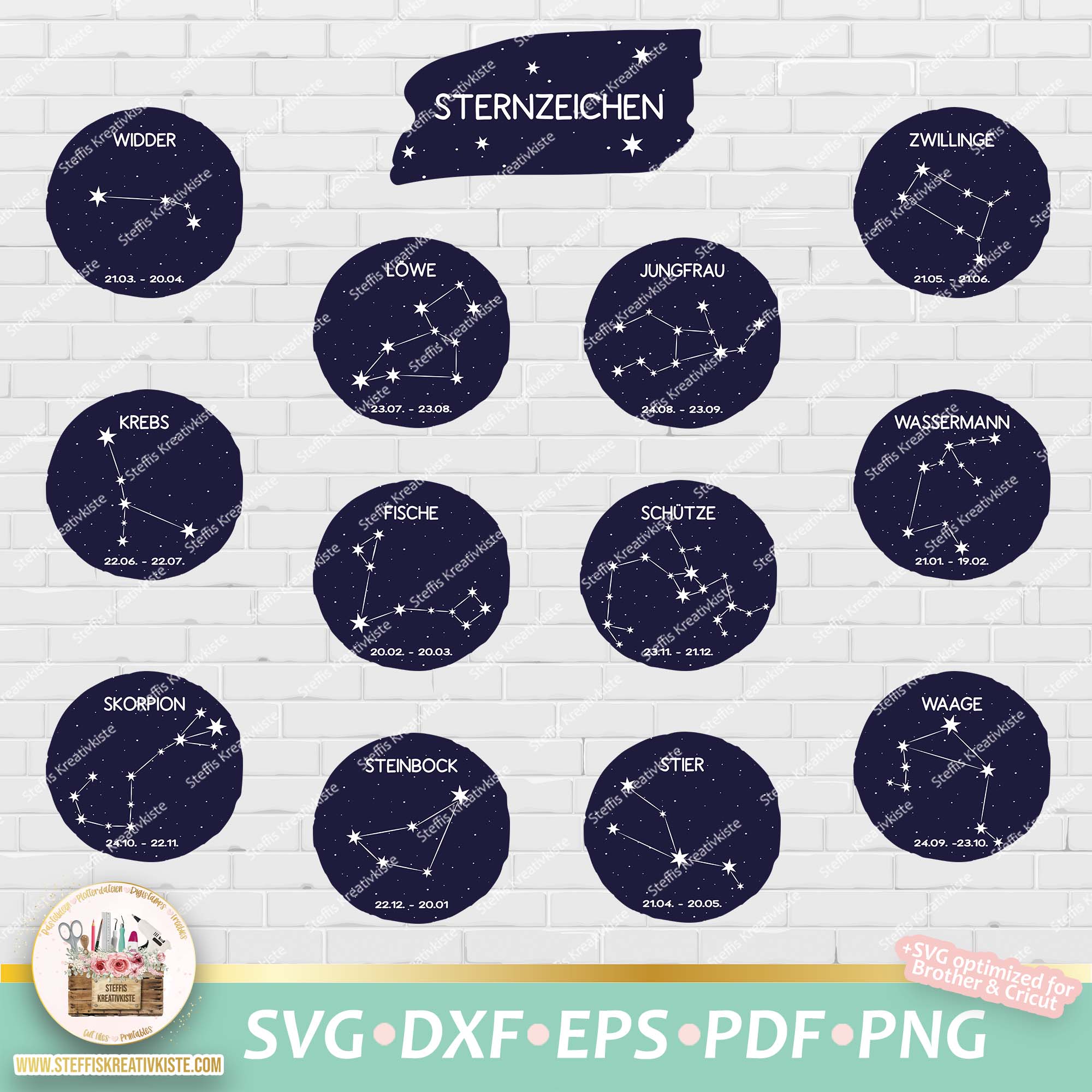 Plotterdatei Sternzeichen & Sternenkonstellationen SVG, PNG DXF