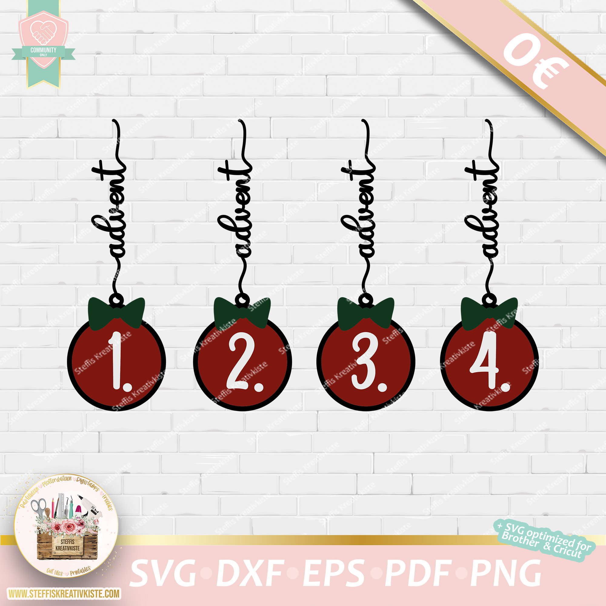 Plotterdatei Christbaumkugel Advent 0€ Datei in SVG, PNG, DXF