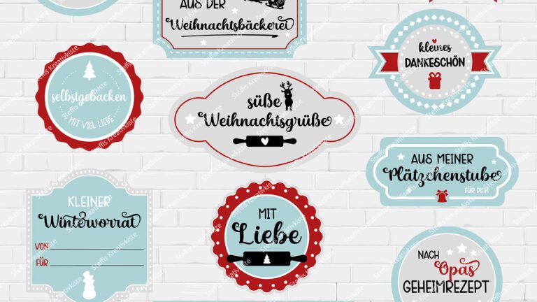 Plotterdatei Weihnachtsplätzchen Etiketten in SVG, PNG, DXF