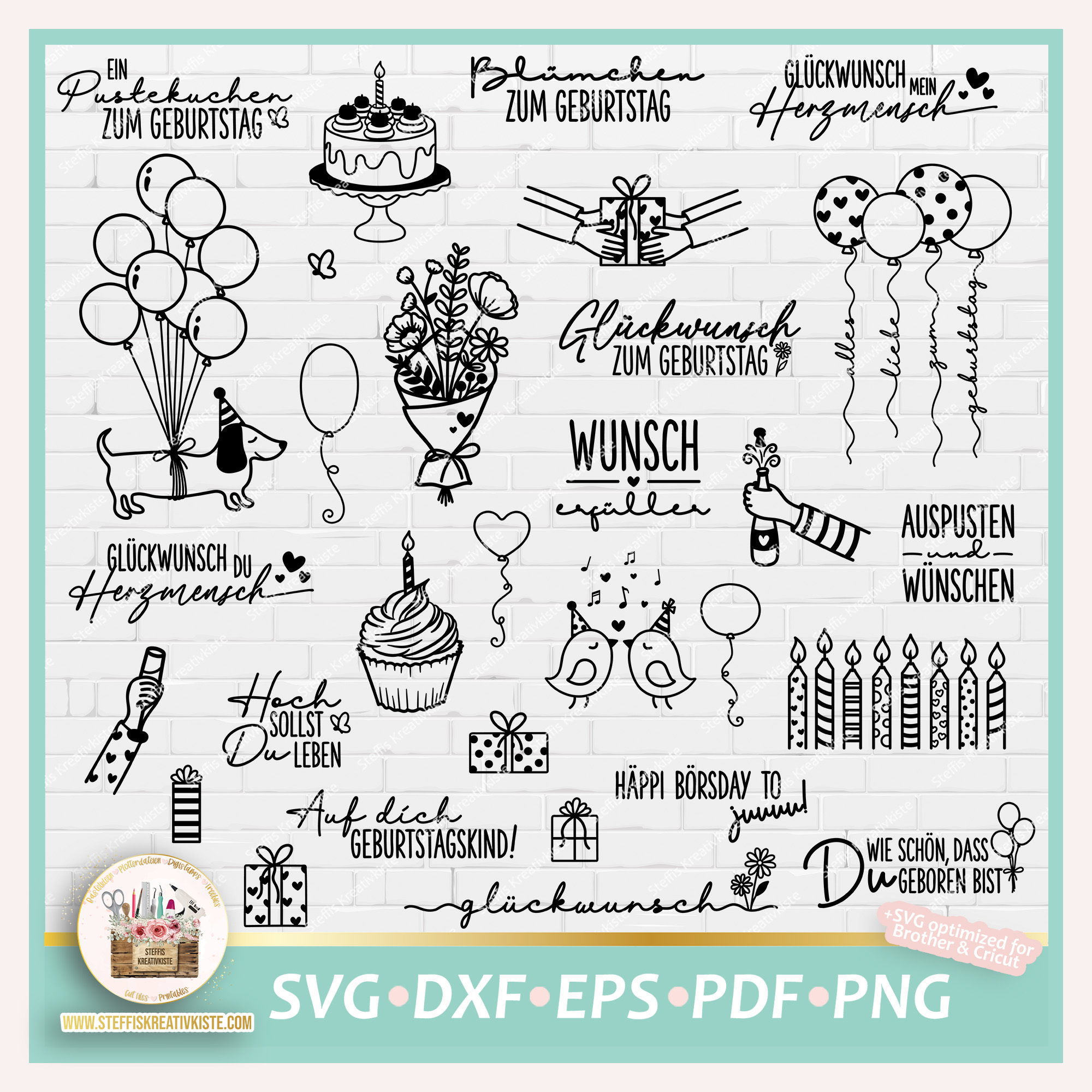 Plotterdatei Börsday Bundle Geburtstag deutsche Sprüche SVG