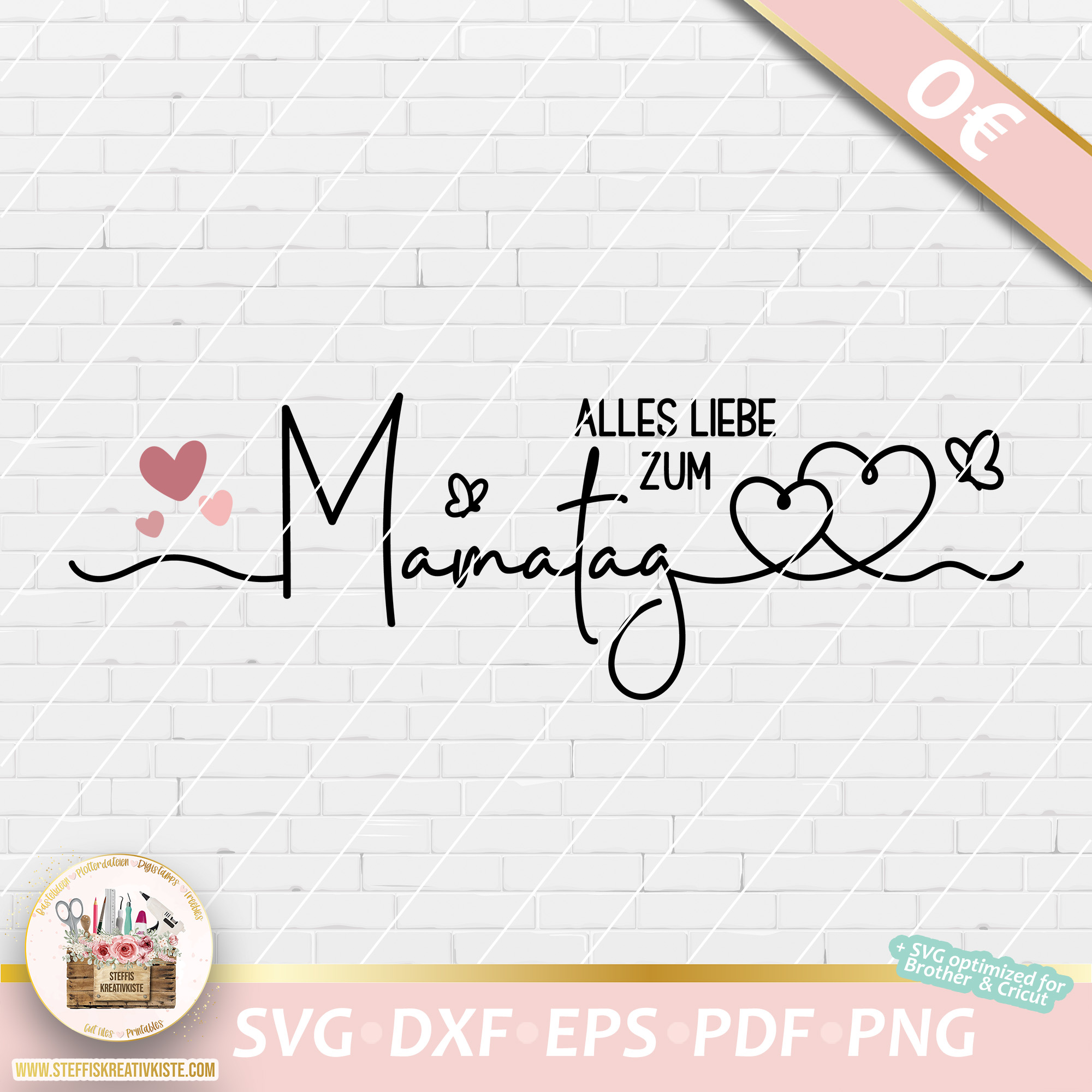 Plotterdatei Alles Liebe zum Mamatag Schriftzug SVG, PNG, DXF