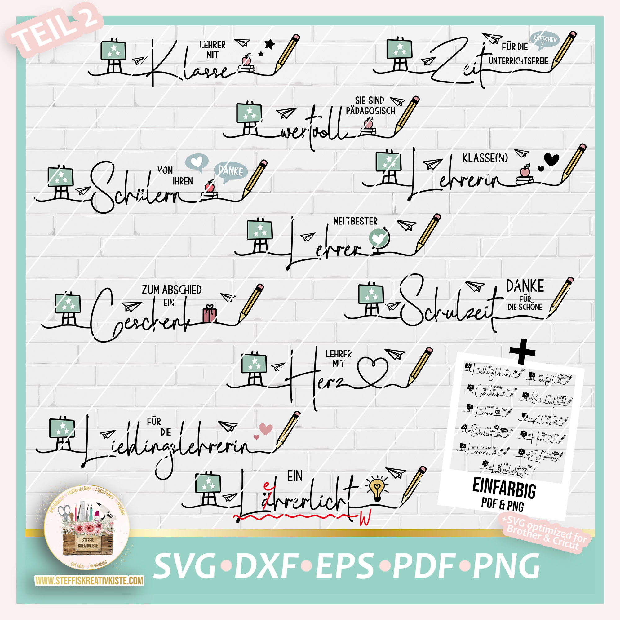 Plotterdatei Lehrer Schriftzüge Teil 2 - Sprüche SVG PNG DXF