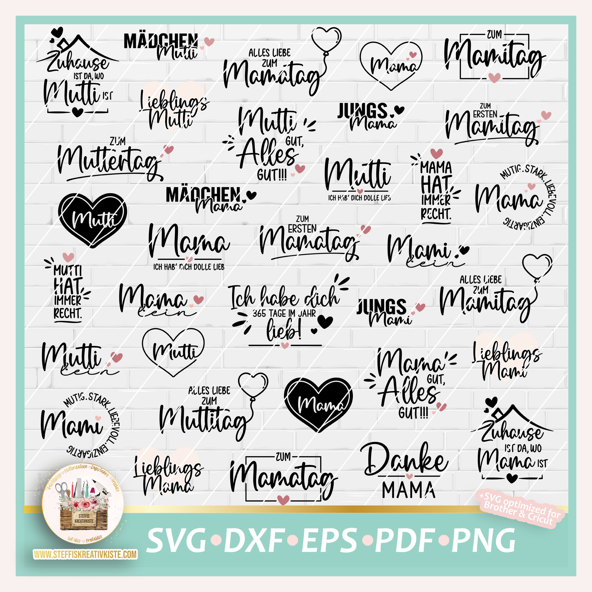 Plotterdatei Allerlei Sprüche für Mama, Mami und Mutti SVG DXF