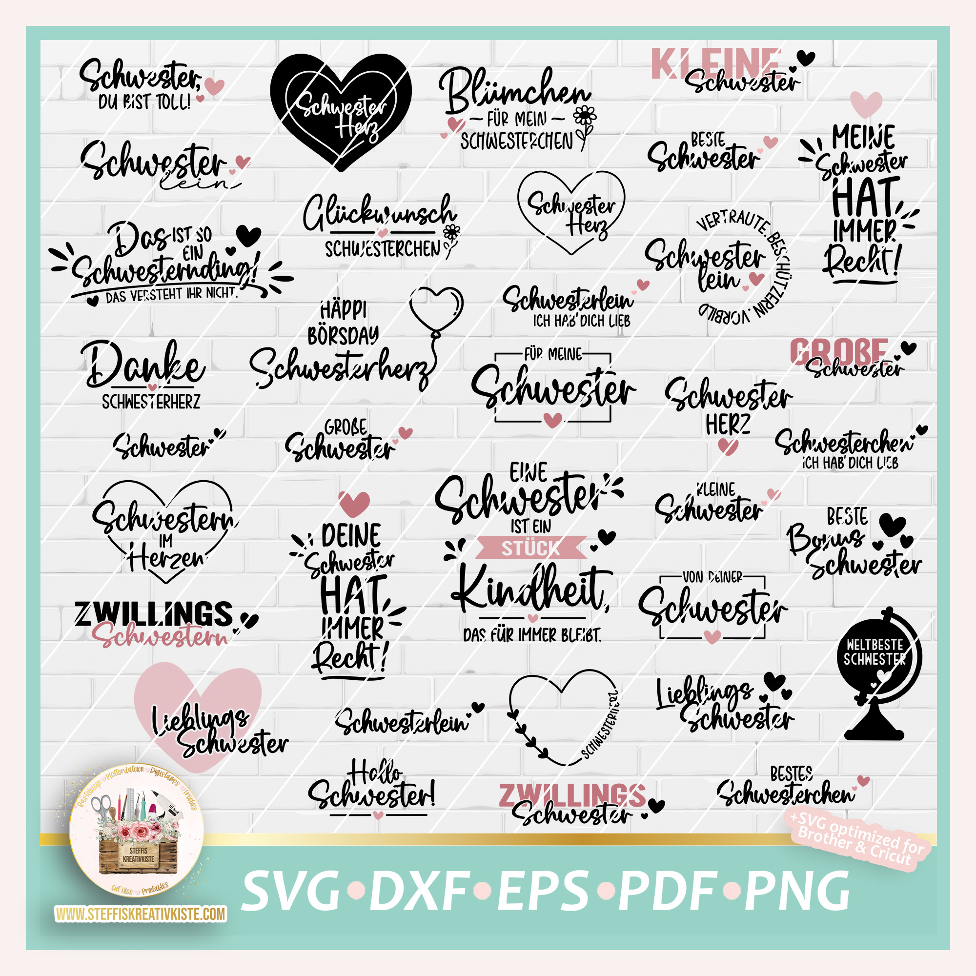 Plotterdatei Allerlei Sprüche die Schwester Bundle SVG, PNG, DXF