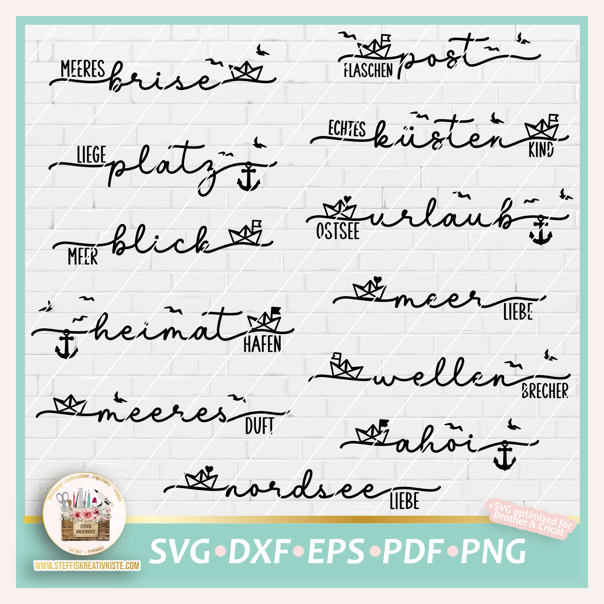 Plotterdatei maritime Schriftzüge in SVG, PNG, DXF, PDF & EPS