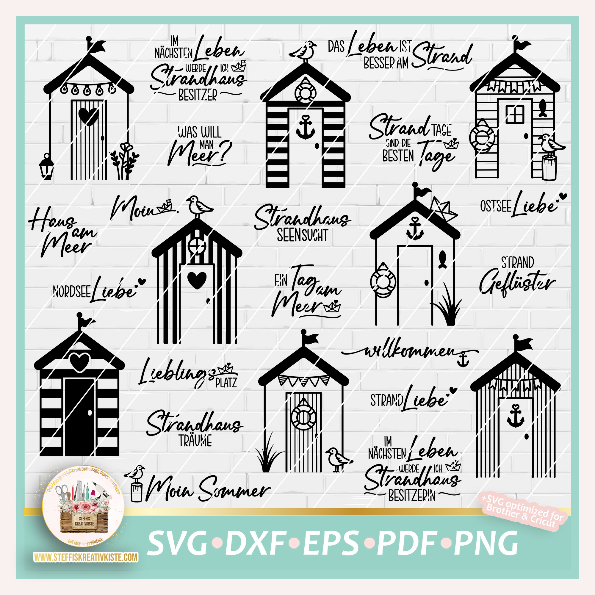 Plotterdatei Strandhaus Bundle in SVG, PNG, DXF, PDF und EPS