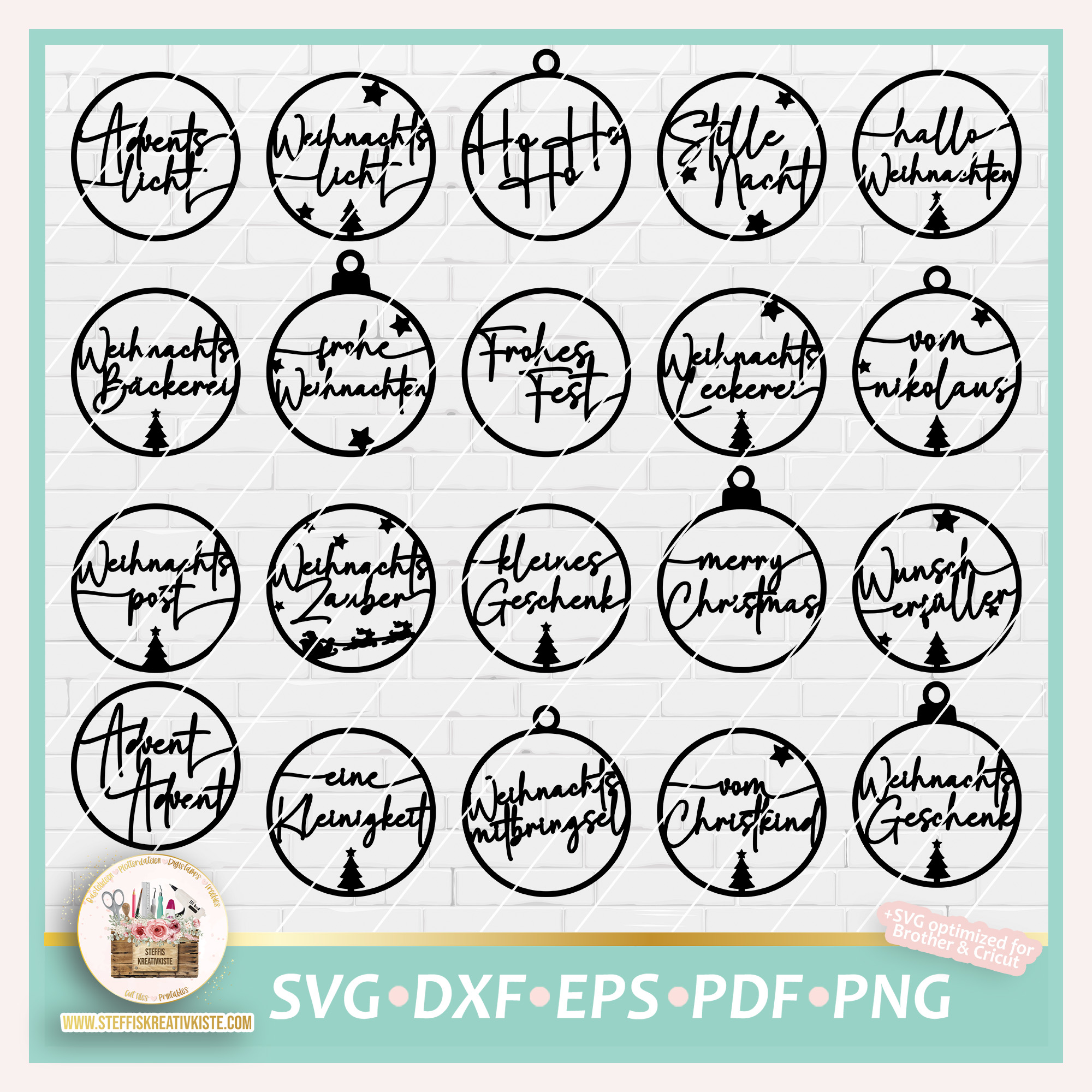 Plotterdatei Kugelrunde Weihnachtsgrüße in SVG, PNG und DXF