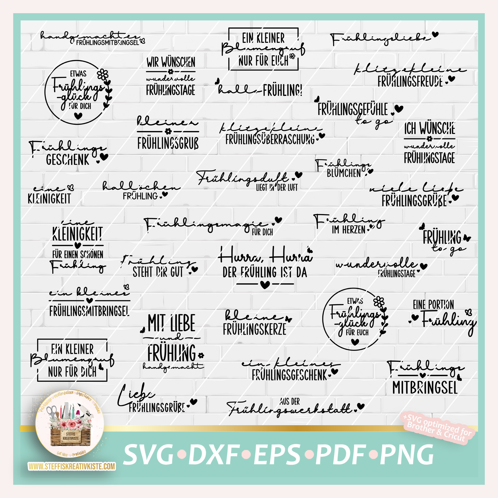 Plotterdatei Etiketten-Spüche zum Frühling in SVG, PNG & DXF