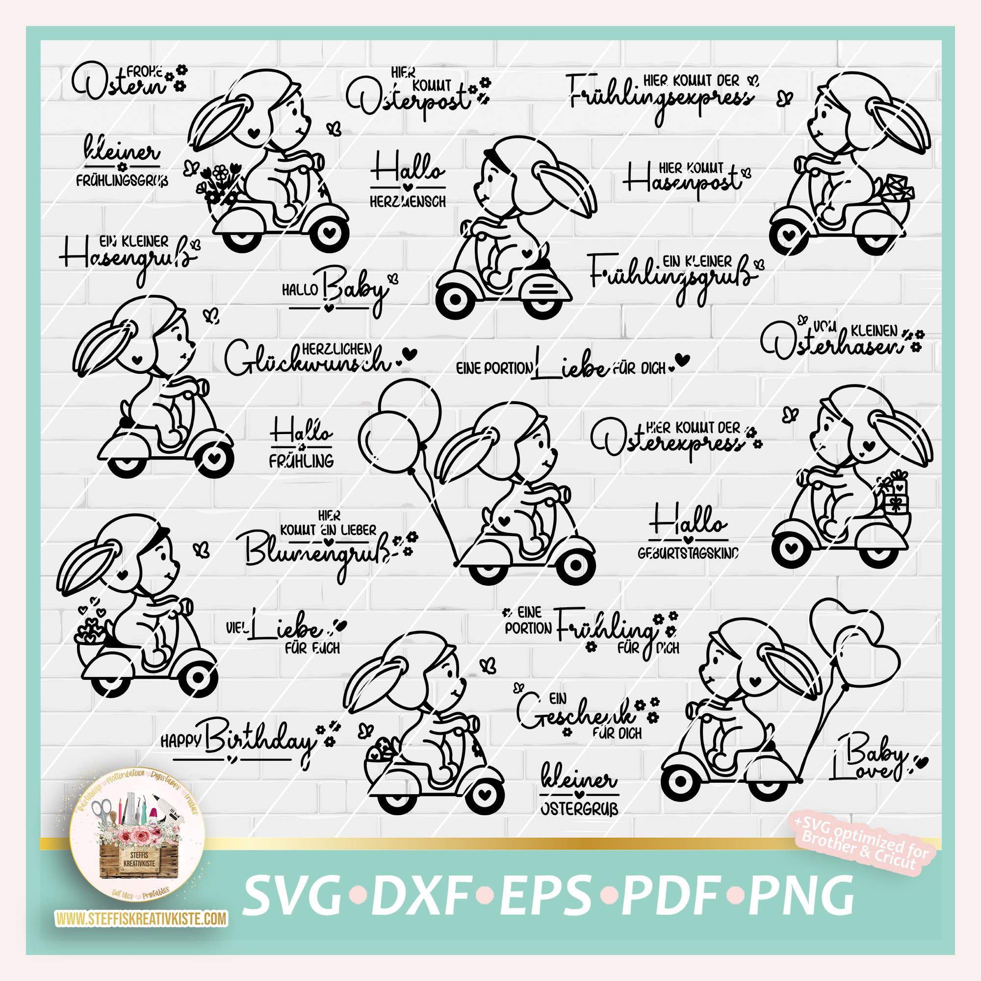 Plotterdatei Rasende Hasengrüße in SVG, PNG und DXF