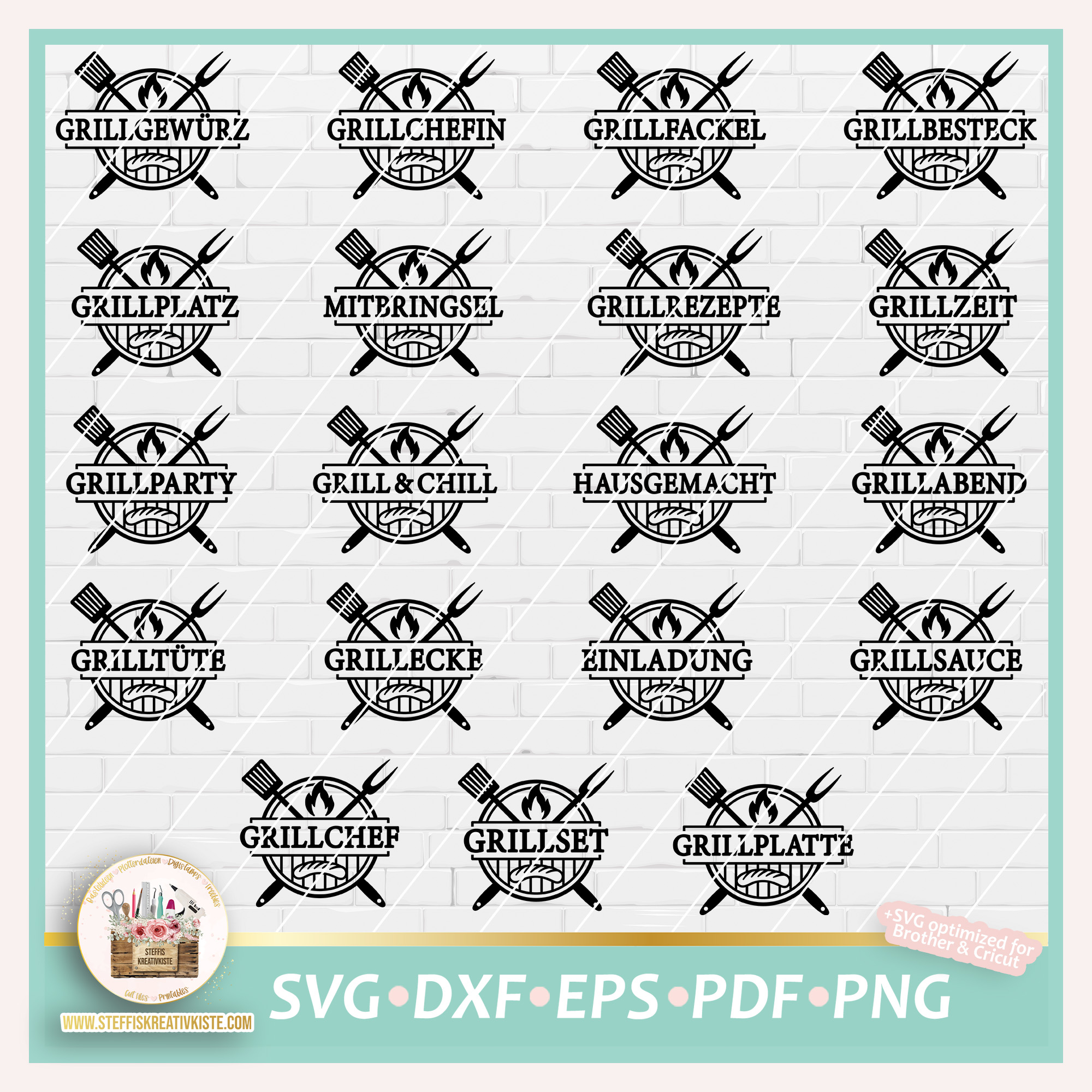 Plotterdatei Grillwörter Bundle in SVG, PNG und DXF - Digistamp