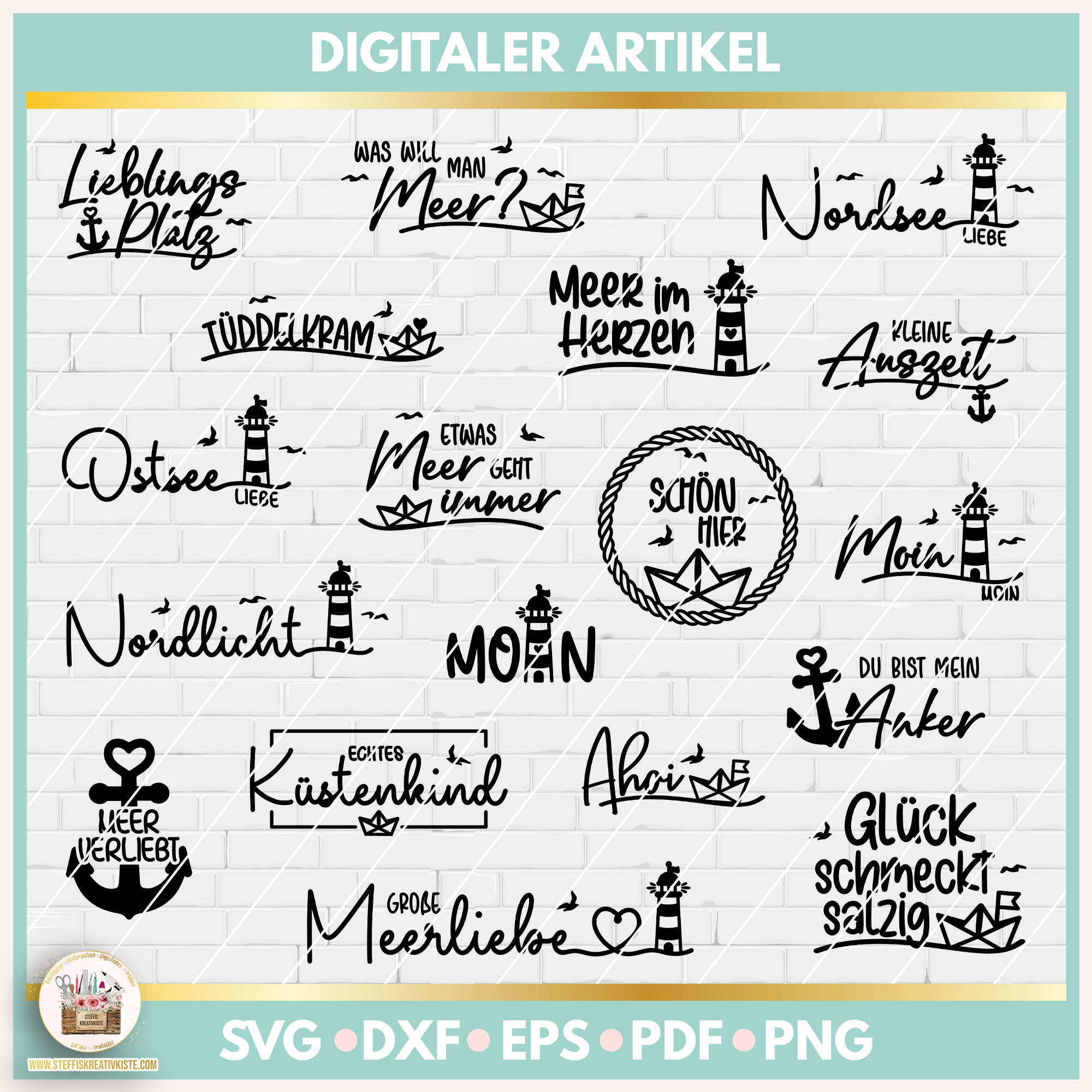 Plotterdatei Maritimes Spruchbundle in SVG, PNG und DXF