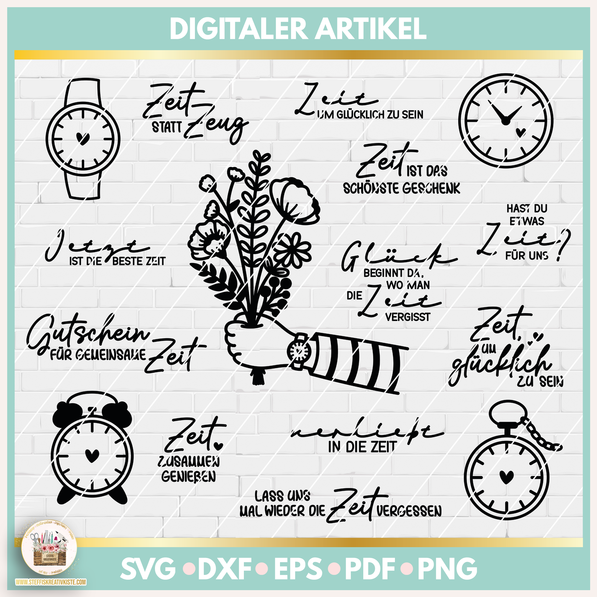 Plotterdatei Zeit statt Zeug Bundle in SVG, PNG und DXF