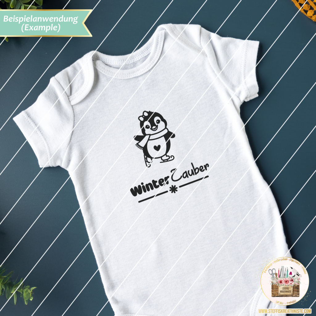 Plotterdatei Pinguingrüße zum Winter Bundle in SVG, PNG & DXF