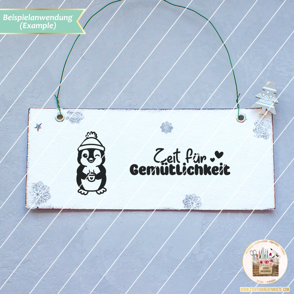 Plotterdatei Pinguingrüße zum Winter Bundle in SVG, PNG & DXF